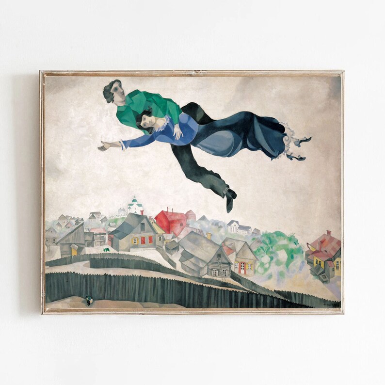 Over the Town by Marc Chagall Posters Painting Canvas Print Textured ...
