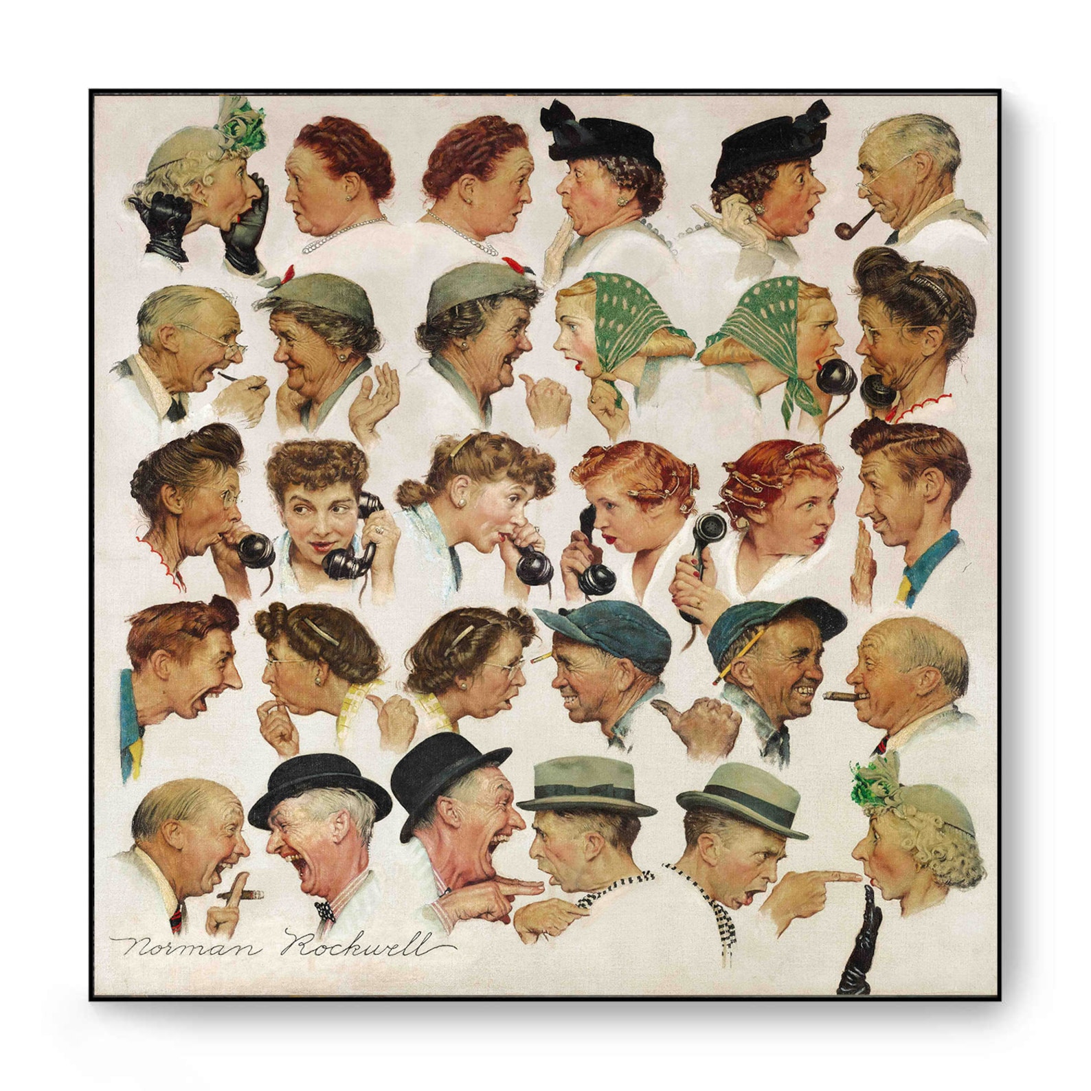 The Gossips by Norman Rockwell Painting Poster Canvas Print Textured ...