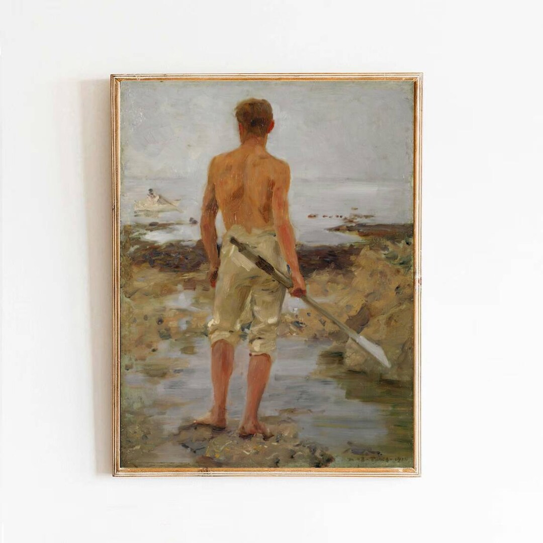 Henry Scott Tuke - A Boy With an Oar Painting Poster Canvas Print - Etsy