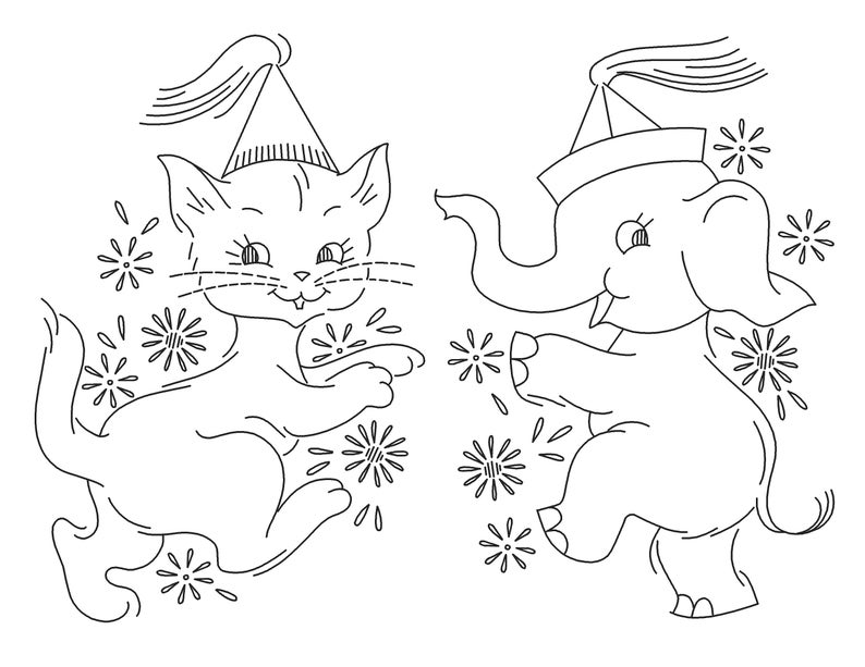 Party Animals Vintage Hand-embroidery Pattern PDF - 9 Quilt Blocks - Etsy