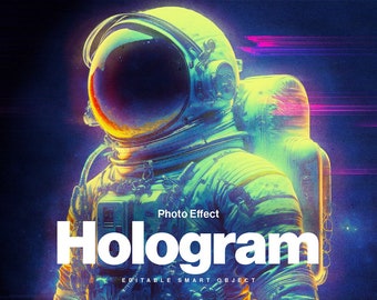 Hologram Photo Effect/holo Light Photo Style for Photoshop / Hologram ...