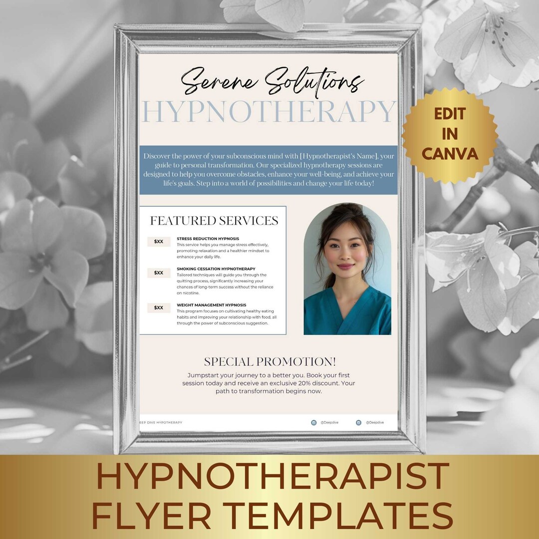Hypnotherapist Flyer Template, Customizable Hypnotherapy Template ...