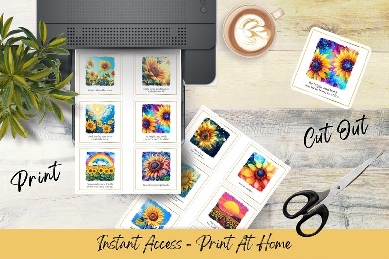 Sunflower Affirmation Cards: Positive Mindset Gift (digital Download ...