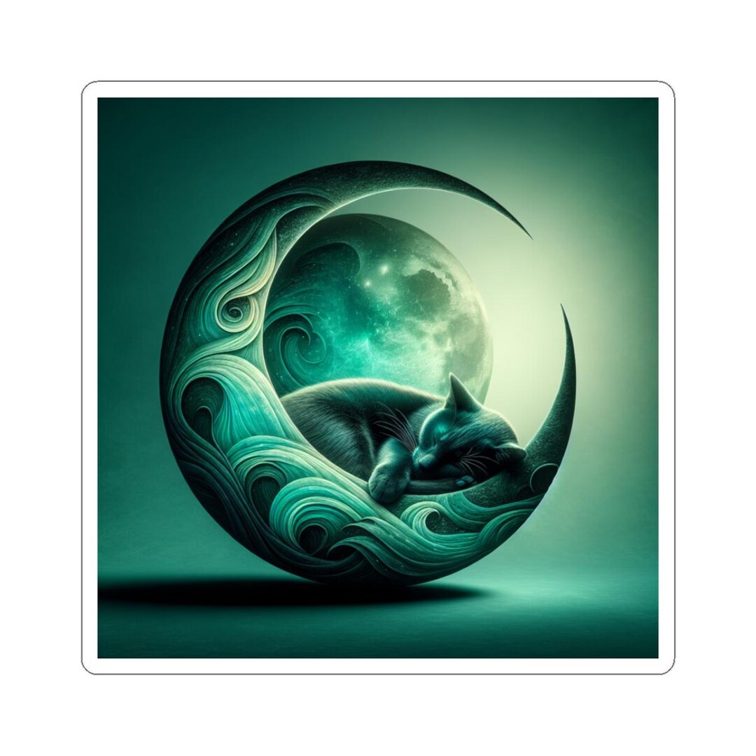 Mystical Cat Kiss-cut Stickers | Moon Phase Laptop Decor & Cat Lover ...