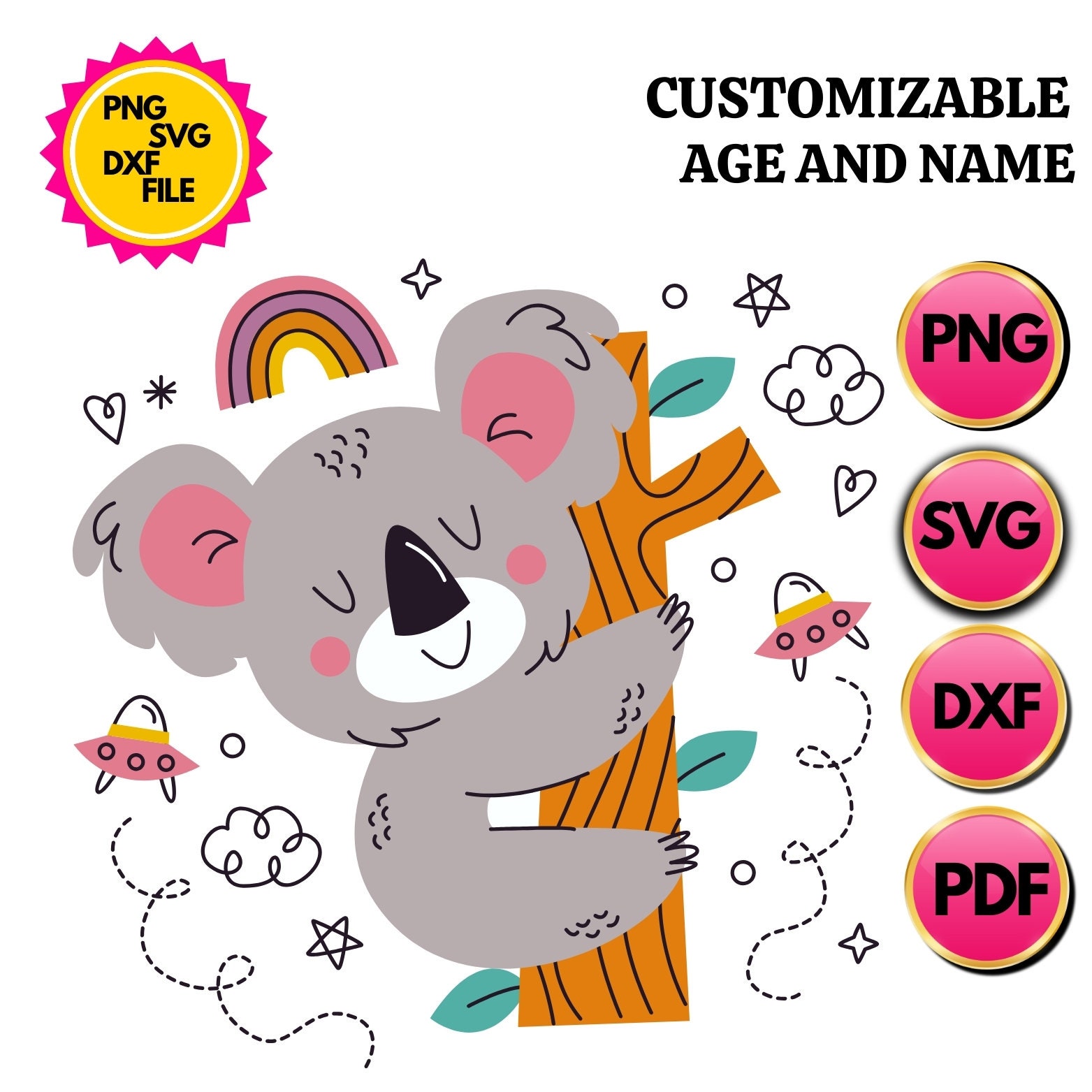 Koala Svg Clipart Cute Vector Koala Svg Cut File Digital Stickers ...