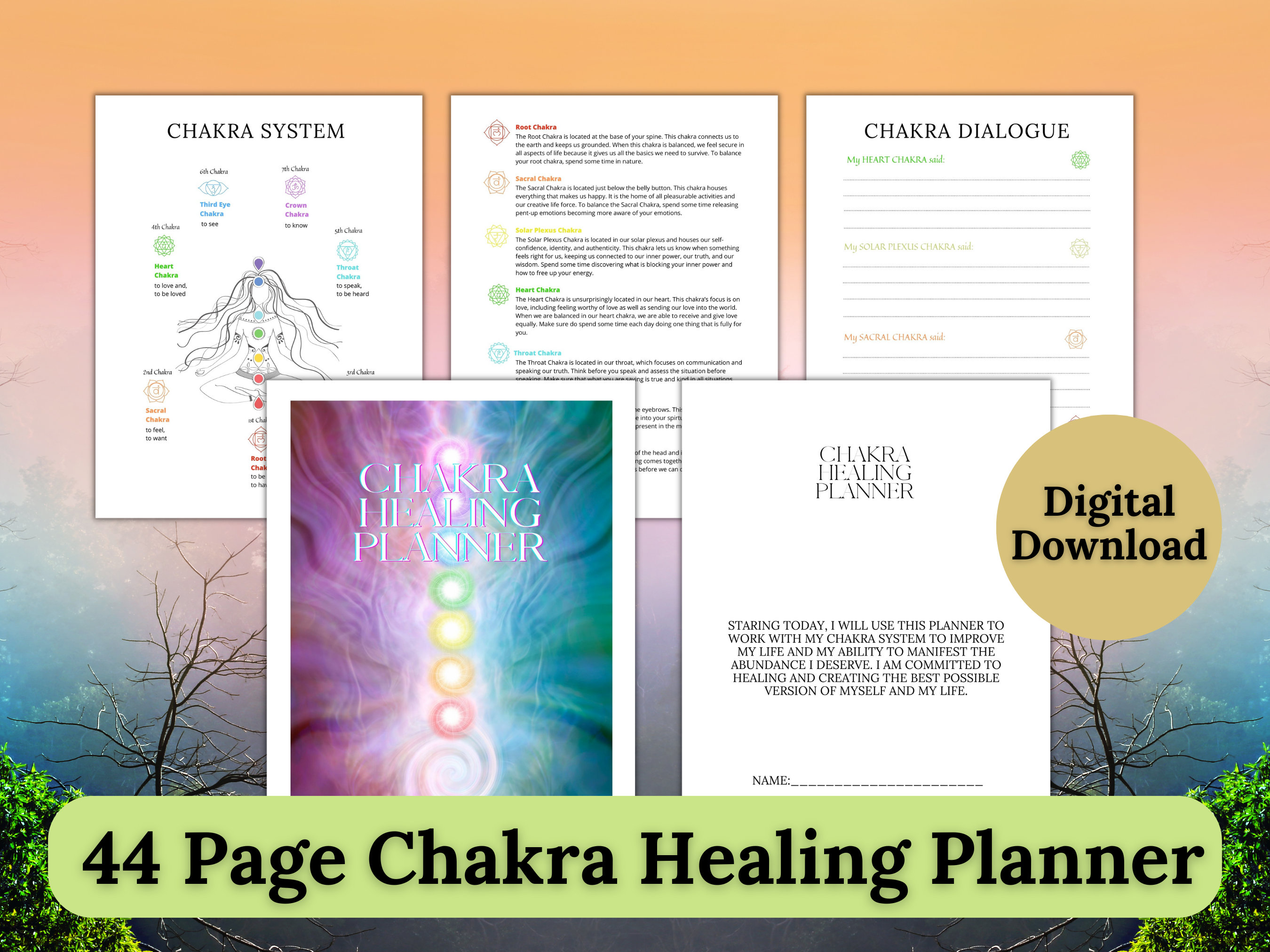 Chakra Healing Planner Workbook, Chakra Journal, Spiritual Journal ...