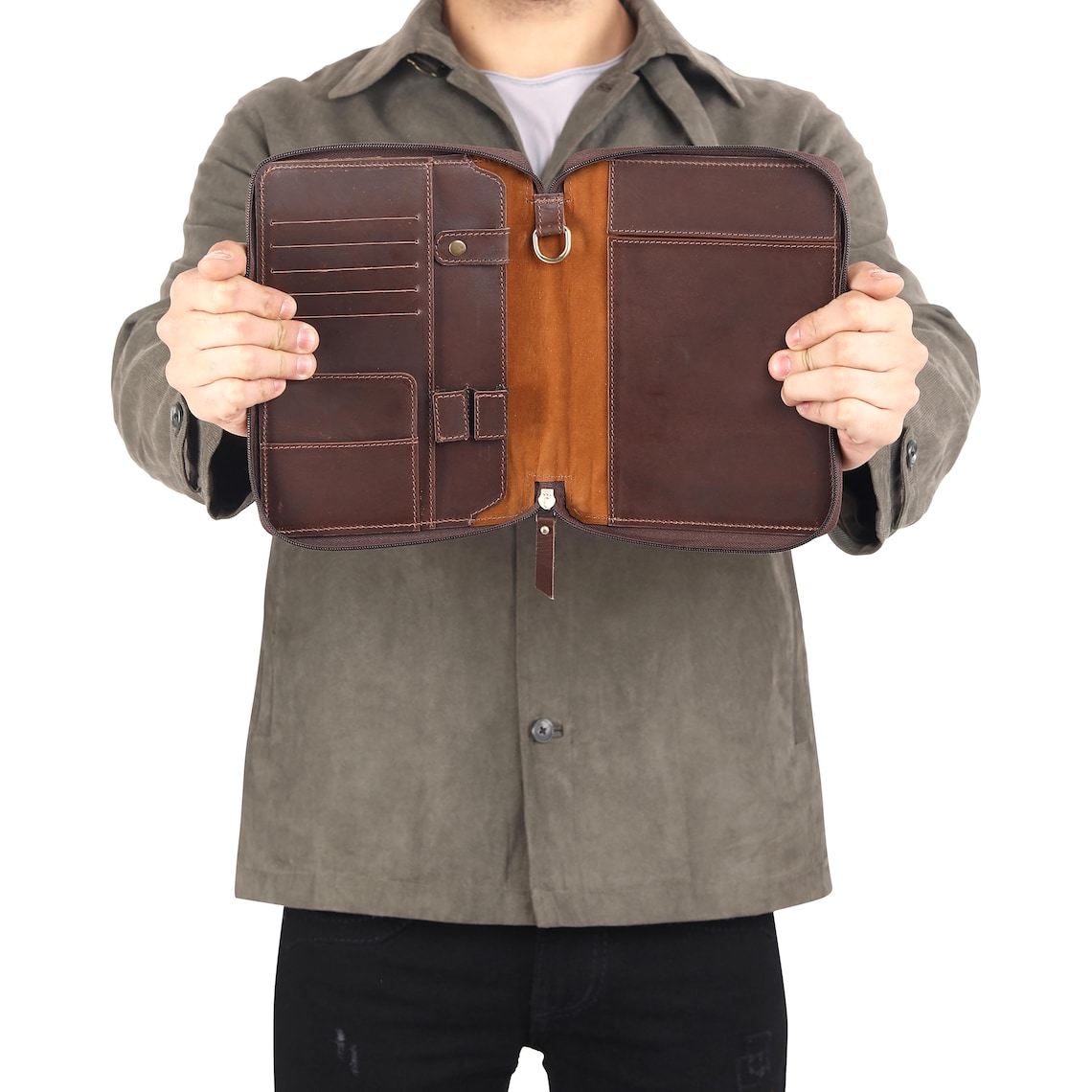 Customized Leather Small Portfolio for Men, Office Gift, Engraved ...