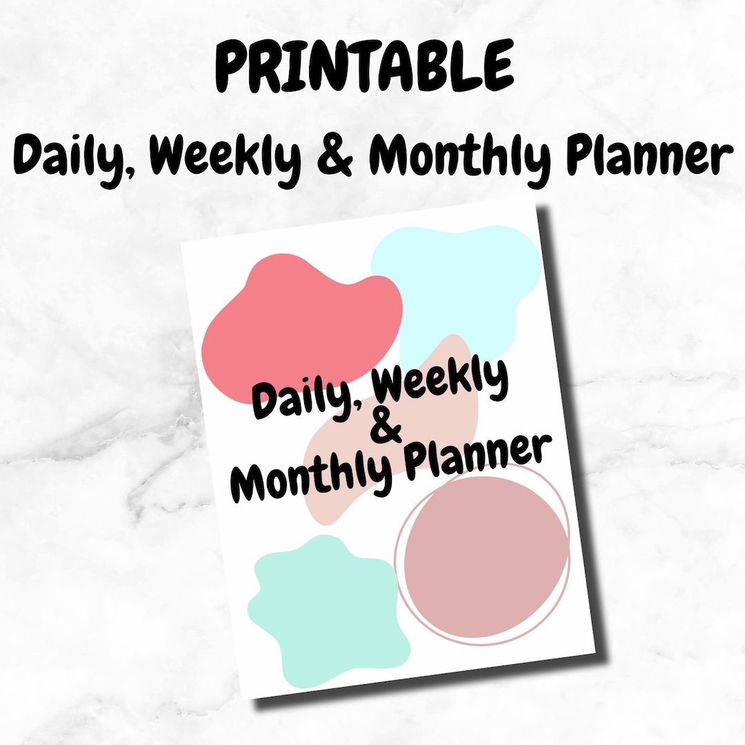 PRINTABLE Colorful Daily, Weekly & Monthly Planner PDF - Digital ...