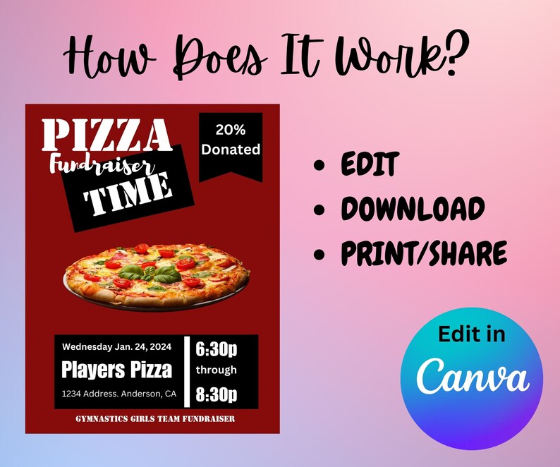 EDITABLE Pizza Fundraiser Flyer Template. Instant Download - Etsy