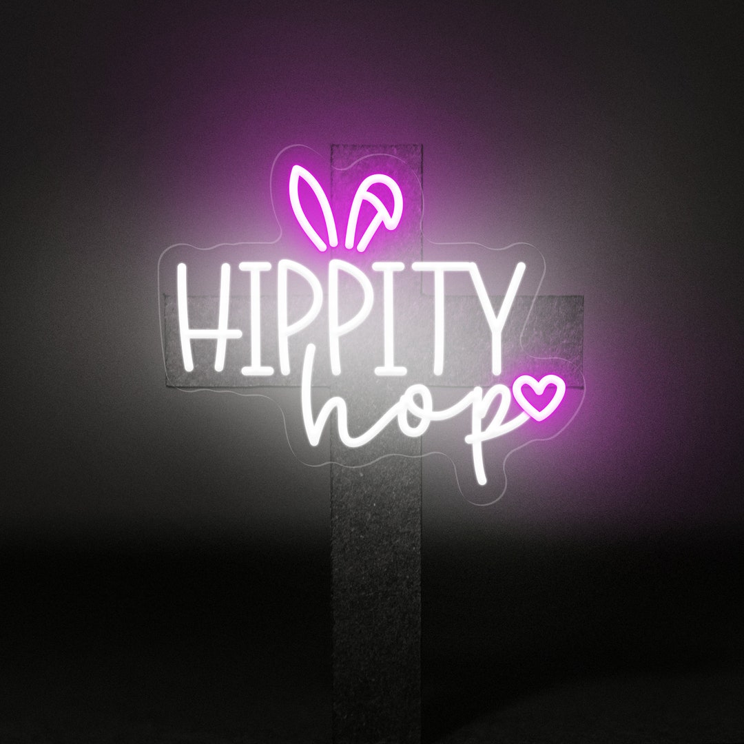 Hippity Hop Neon Light,happy Easter Gift,bunny Neon Sign,kids Easter ...