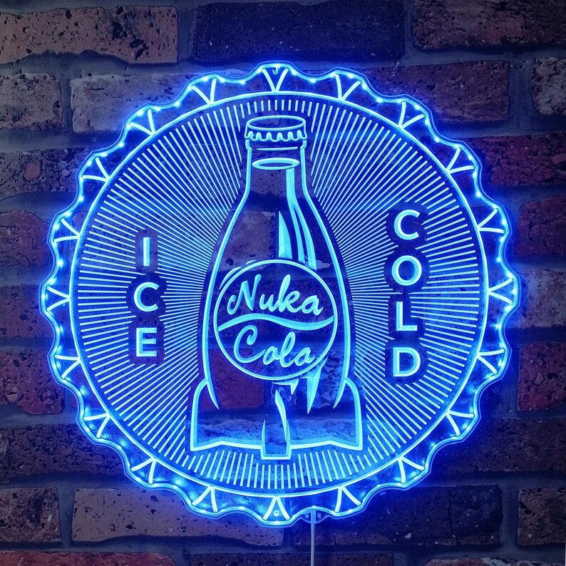 Ice Cold Nuka Cola Handmade LED RGB Light Sign, Game Room Anime Night ...