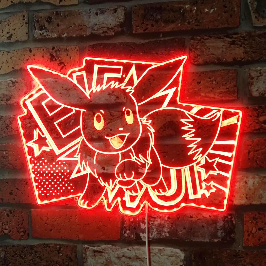 Eevee LED RGB Light Sign, Anime Night Light Neon Decor, With 16 ...