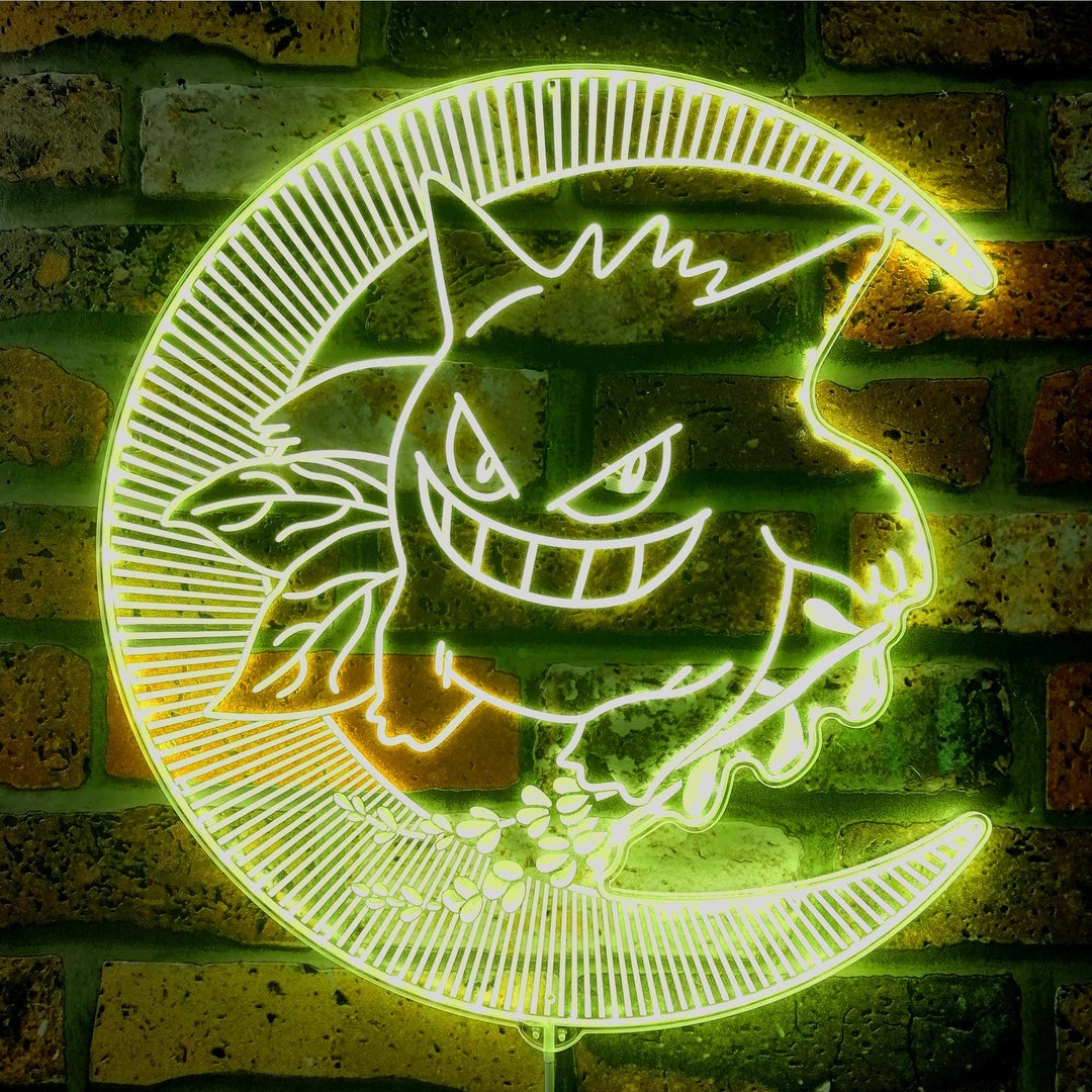 Custom Pokemon Gengar LED RGB Light Sign, Anime Night Light Neon Decor ...