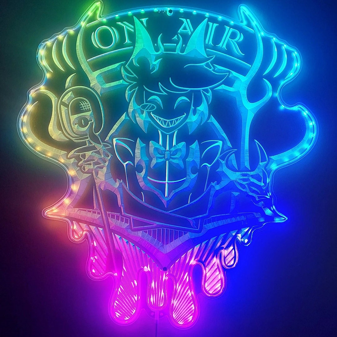 Alastor Demon on Air LED RGB Light Sign, Game Room Anime Night Light ...