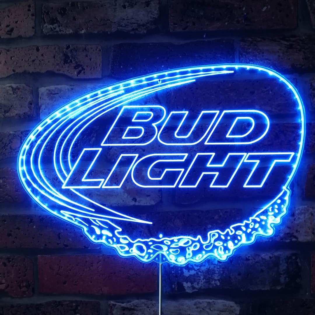Bud Light Beer Bar Handmade LED RGB Light Sign, Home Bar Night Light ...