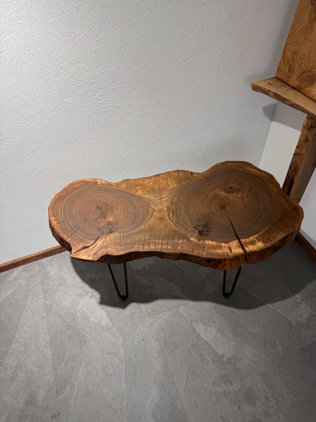 Coffee Table Made From a Walnut Slab - Side Table With Hairpin Legs ...