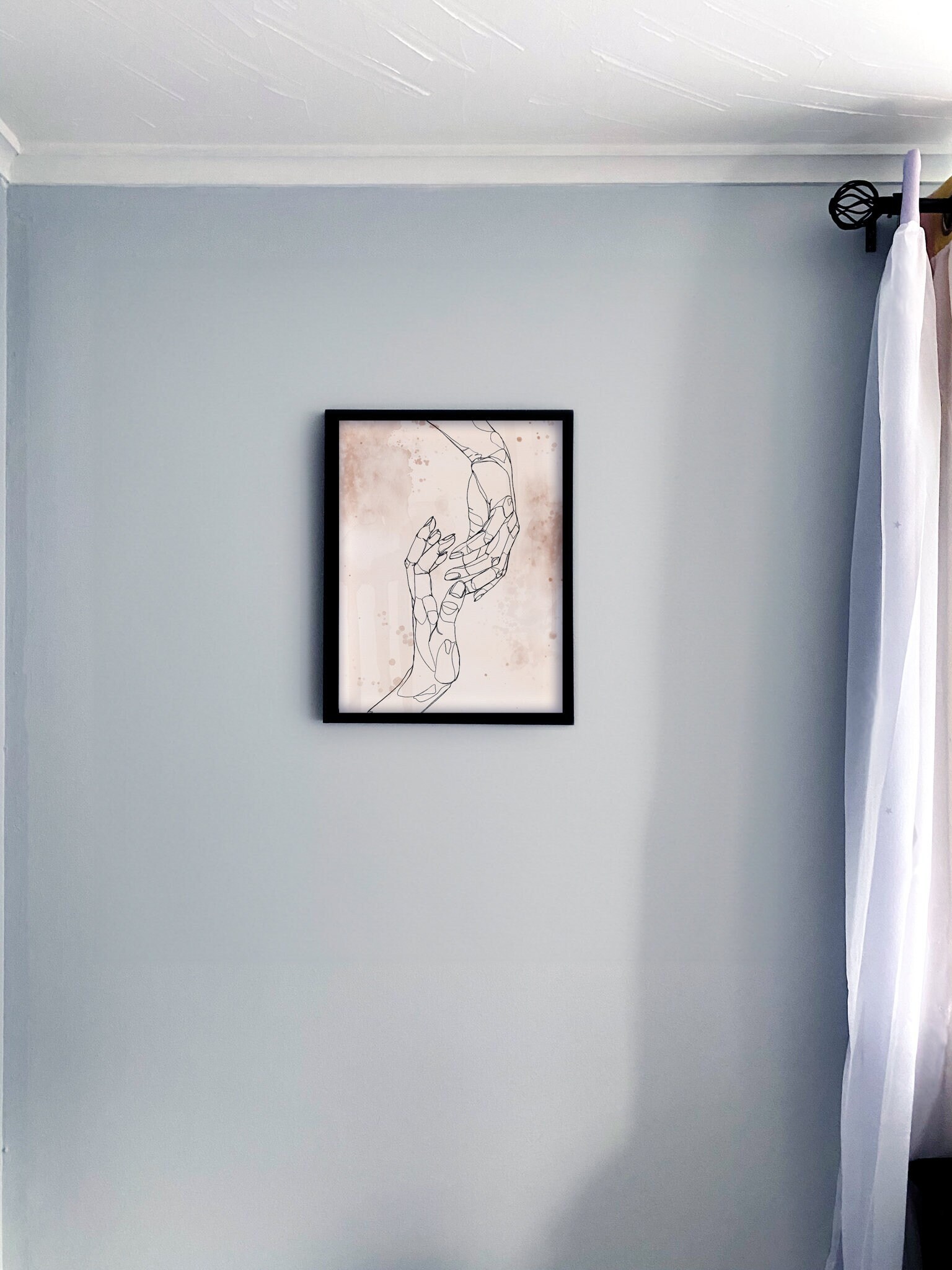Disconnected: Watercolor Art Print of Line Drawing Hands - Etsy