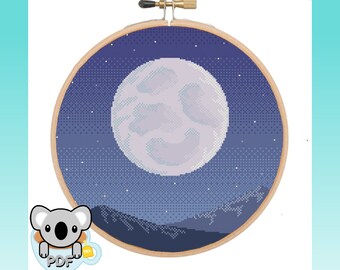 Full Moon Cross Stitch Digital PDF Pattern - Etsy