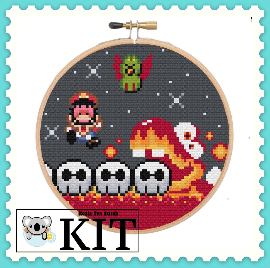 Mario and Blargg - Super Mario Bros - Cross Stitch Kit - Etsy