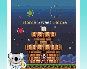 Cross Stitch, Mario, Home Sweet Home - Etsy