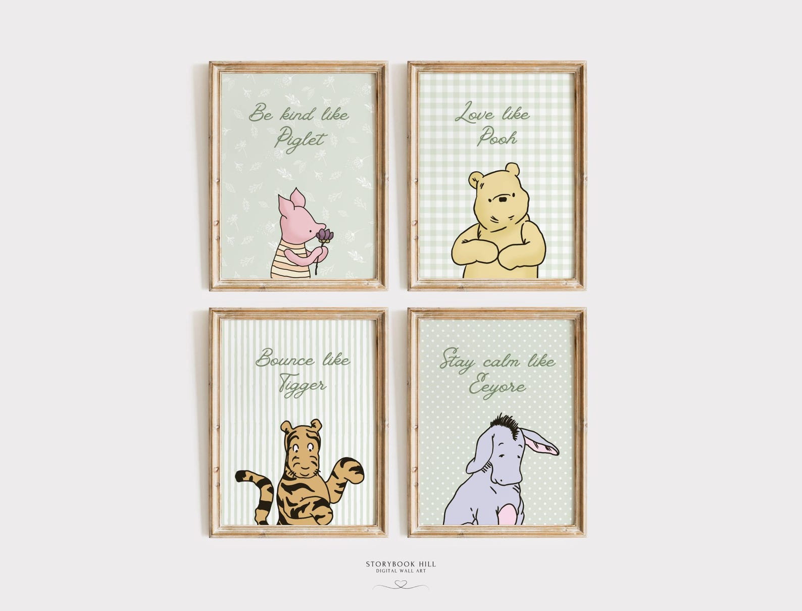 Classic Winnie the Pooh Sage Green Nursery Wall Art Digital Download ...