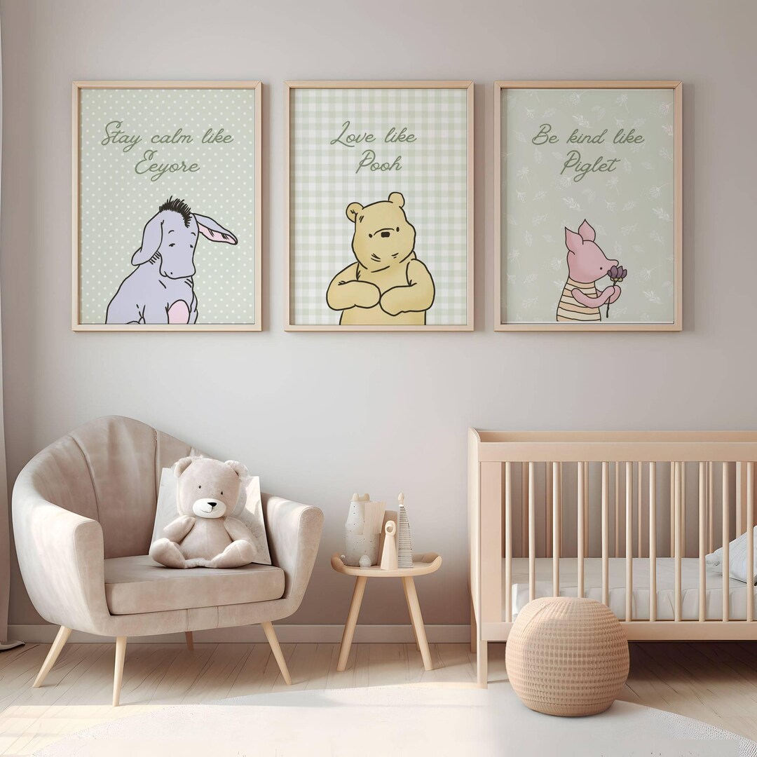 Classic Winnie the Pooh Sage Green Nursery Wall Art Digital Download ...