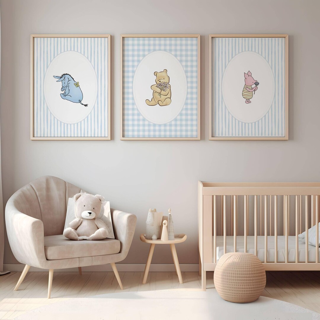 Classic Winny the Pooh Baby Boy Nursery Wall Art Digital Download Blue ...
