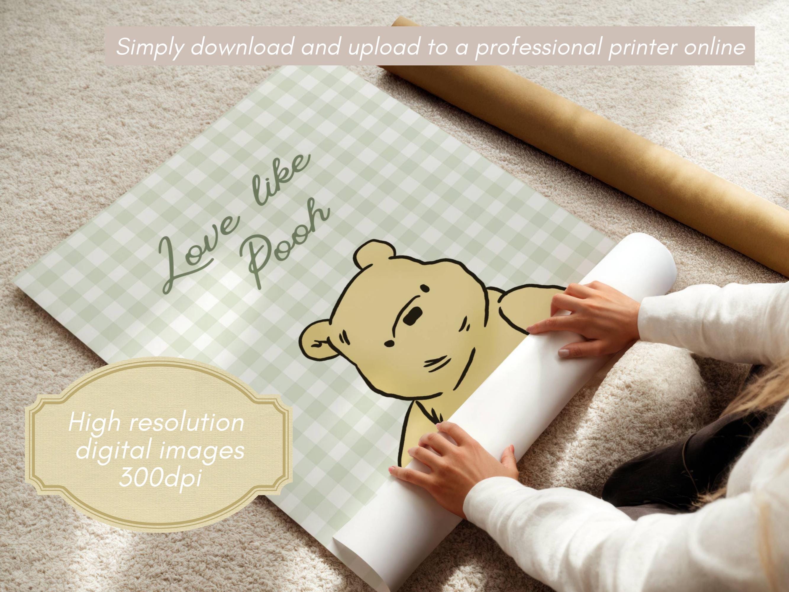Classic Winnie the Pooh Sage Green Nursery Wall Art Digital Download ...