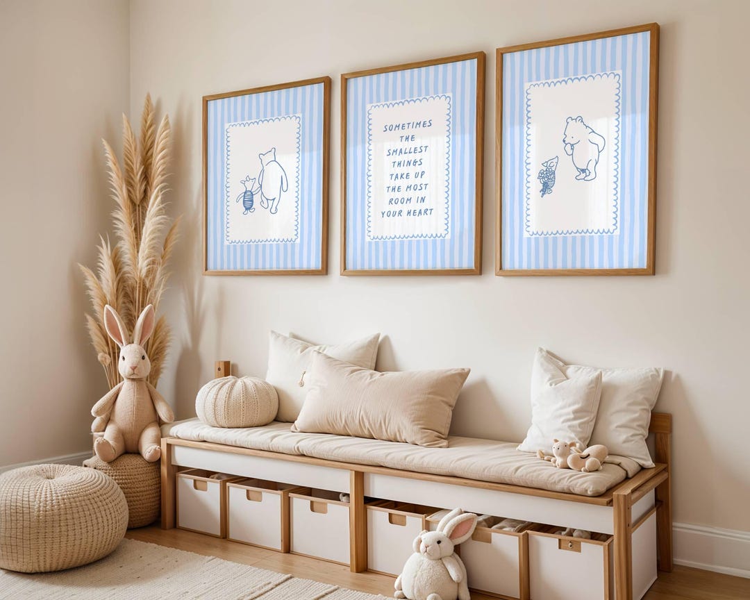 Blue Classic Winnie the Pooh Nursery Digital Print Winny the Pooh Wall ...