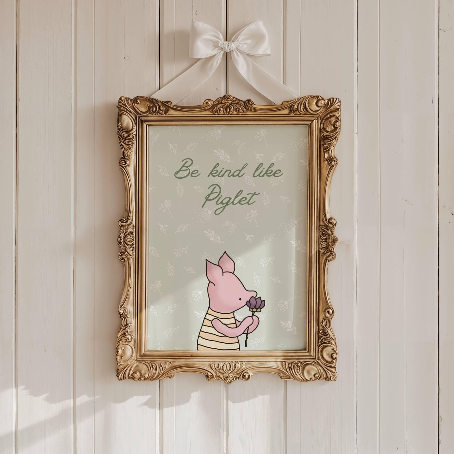 Classic Winnie the Pooh Sage Green Nursery Wall Art Digital Download ...