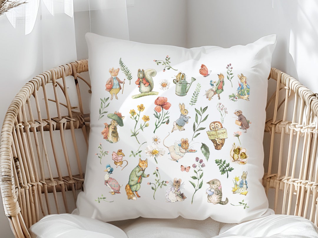 Peter Rabbit Cottagecore Cushion Beatrix Potter Pillow Wildflower ...