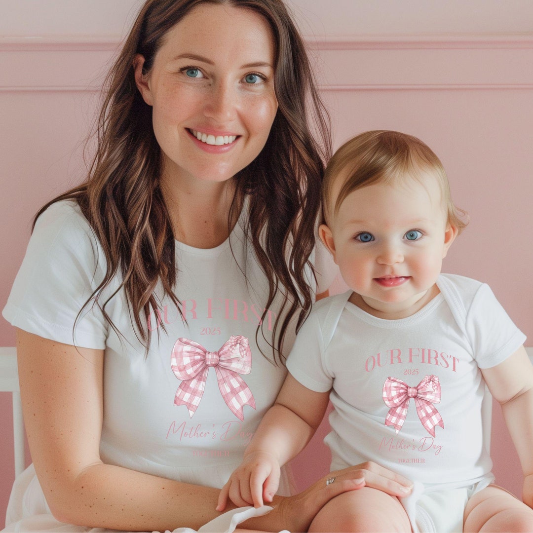 First Mothers Day Matching Shirts Coquette Bow Cute Mommy and Baby ...