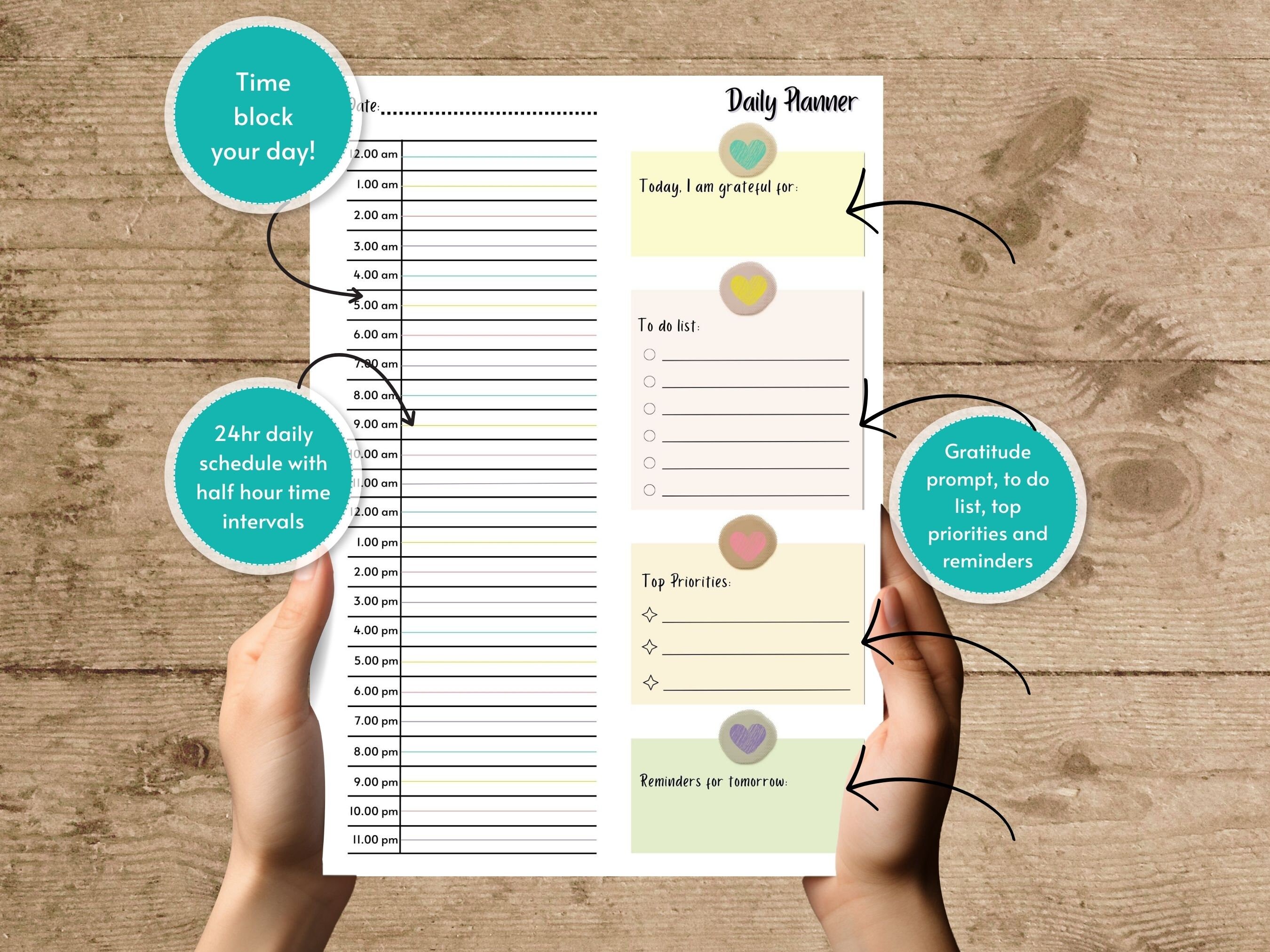 Daily Planner Daily Planner Printable 24 Hour Planner Printable Day ...