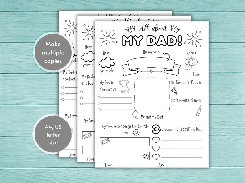 Father's Day Card/dad Birthday Card Personalised Fill in Blanks ...