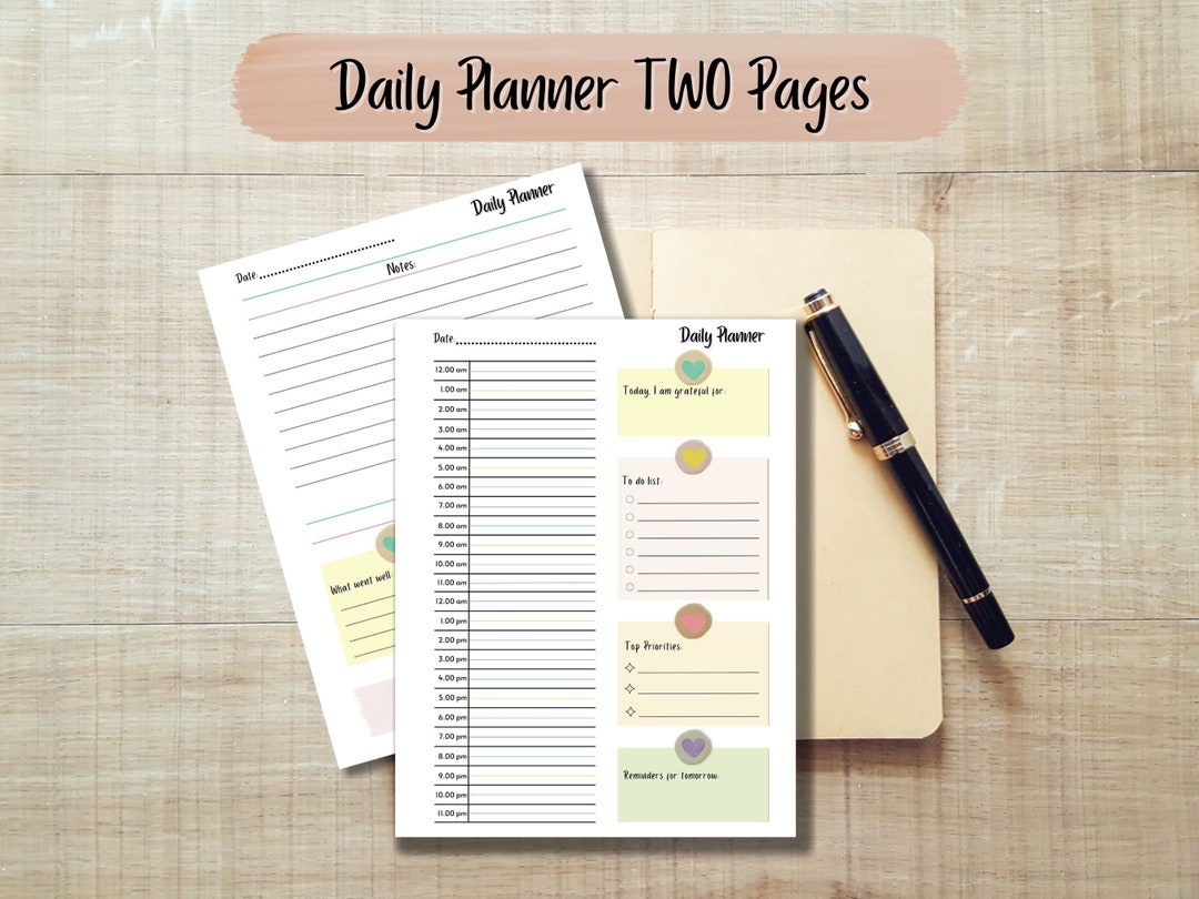 Daily Planner Daily Planner Printable 24 Hour Planner Printable Day ...