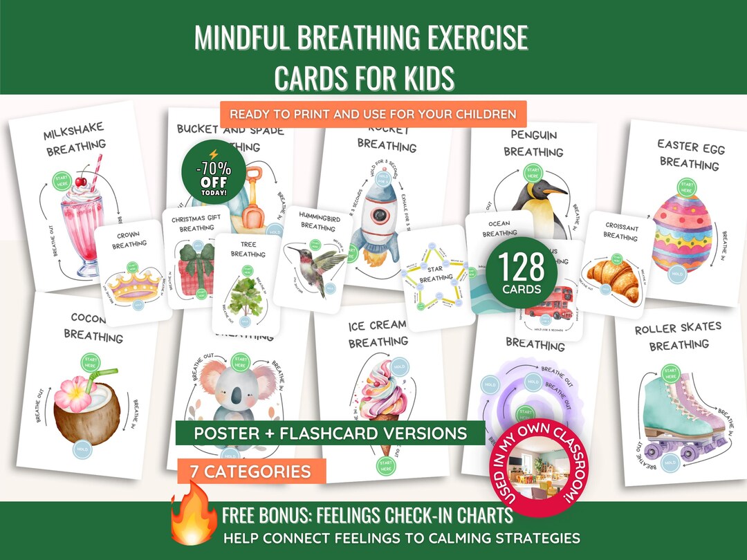 Mindfulness Breathing Cards for Children - Etsy