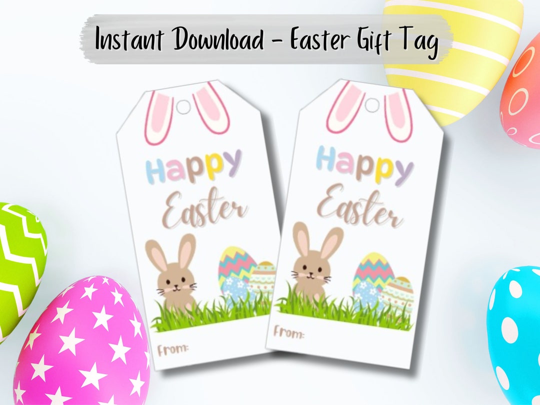 Happy Easter Gift Tags, Easter Printable, Kids Easter Basket, Printable ...