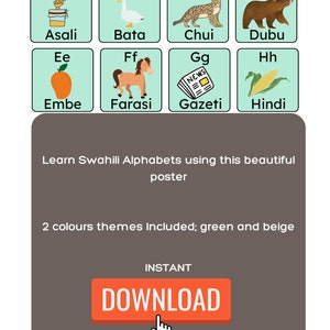 Swahili Alphabet Chart, Language Learning Poster (PDF) - Etsy