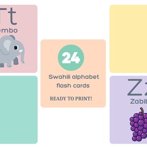 SWAHILI Alphabet Printable Flashcards, SWAHILI Language Digital Print ...