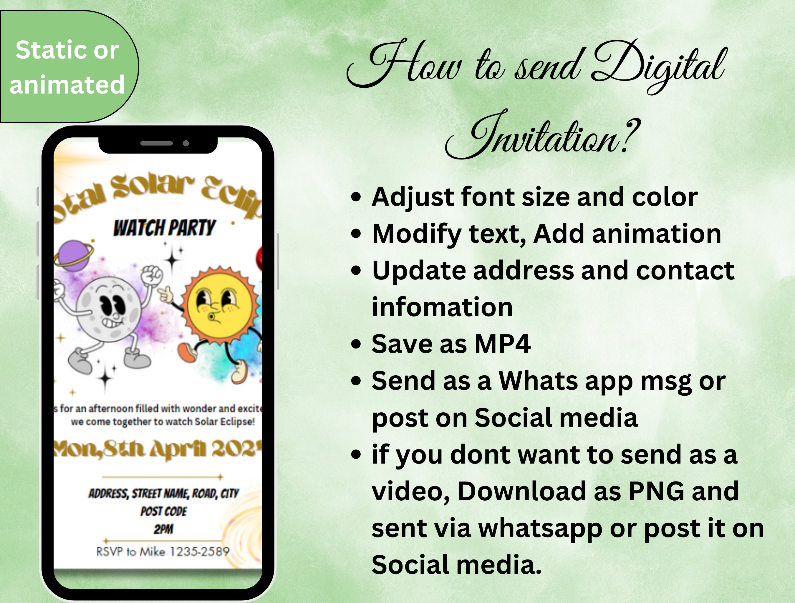 Editable Solar Eclipse Party Invitation, Printable Editable Template in ...