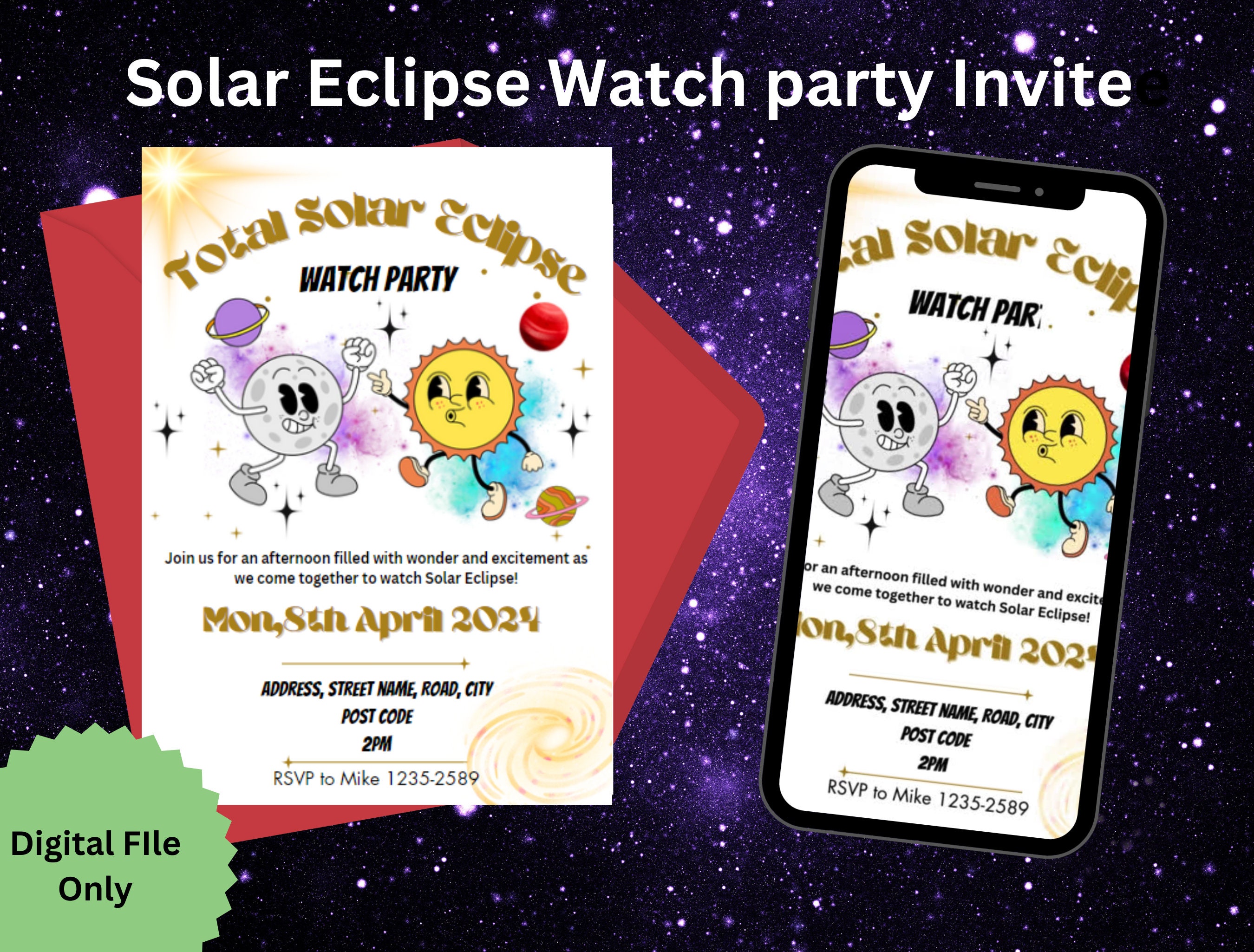 Editable Solar Eclipse Party Invitation, Printable Editable Template in ...