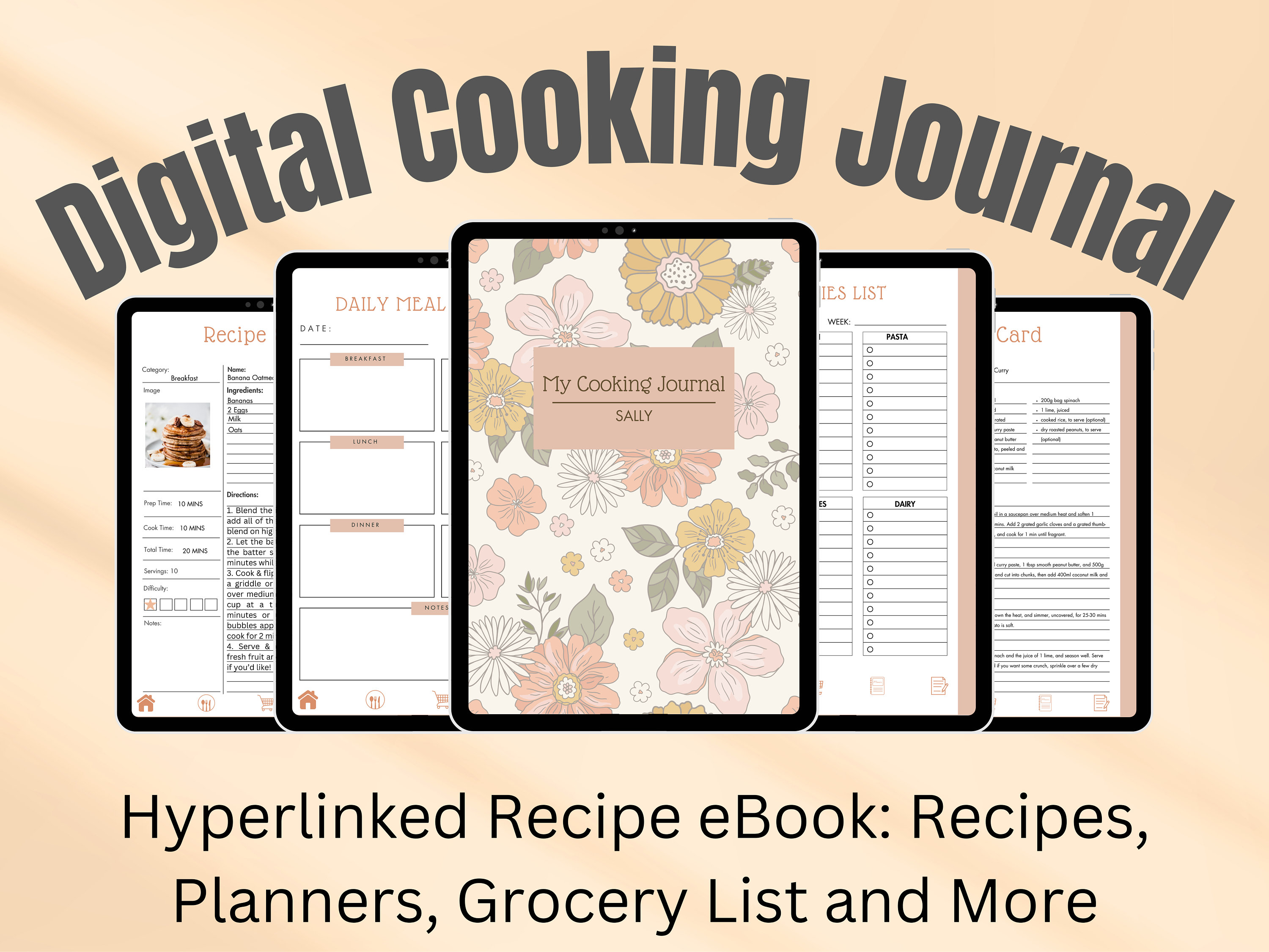 Digital Cooking Journal Digital RECIPE BOOK, Goodnotes Planner, iPad ...