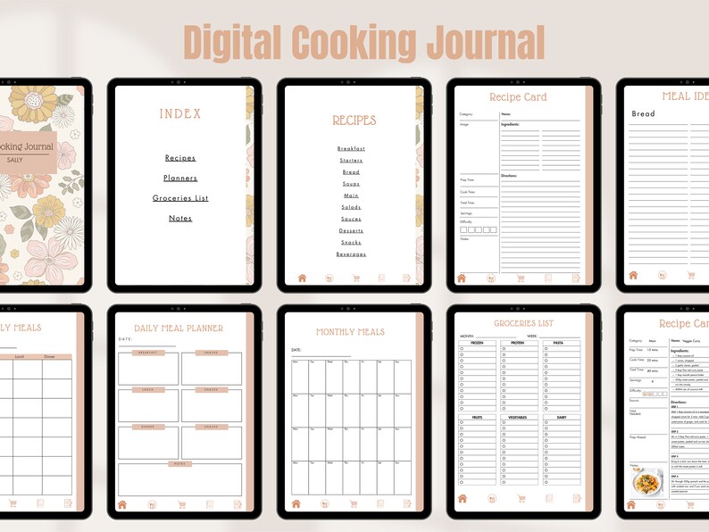 Digital Cooking Journal | Digital RECIPE BOOK, Goodnotes Planner, iPad ...