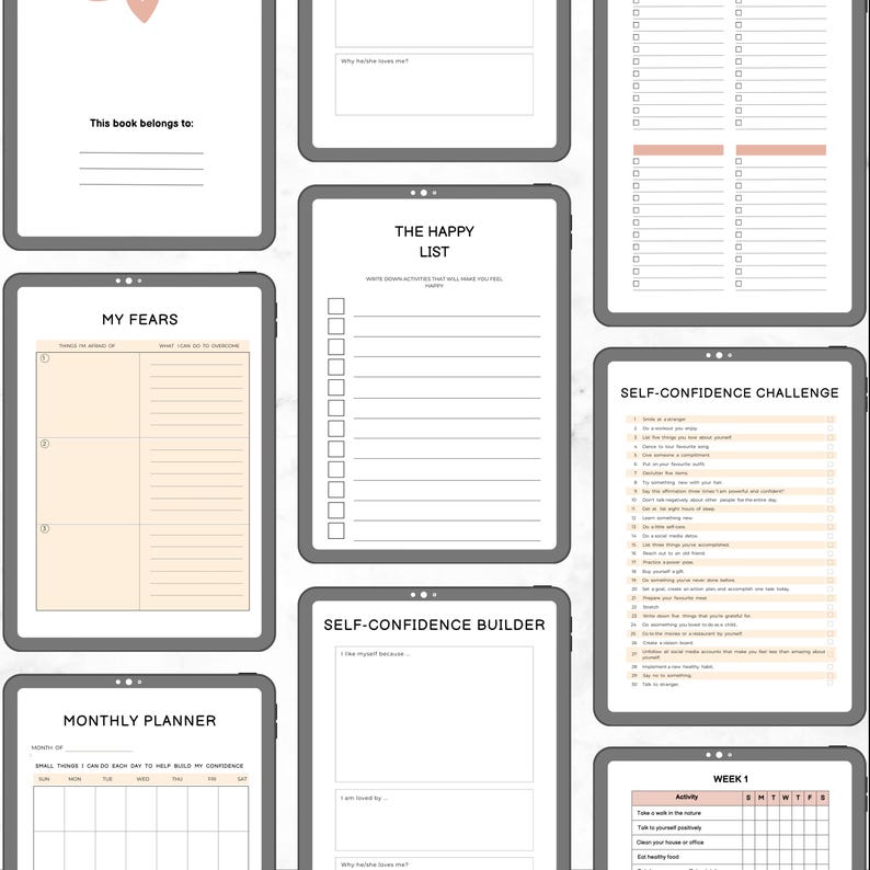 Self-confidence Planner & Self-love Workbook: Empower Your Journey to ...