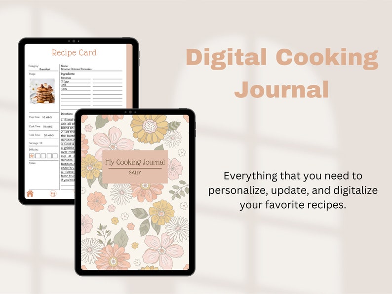 Digital Cooking Journal | Digital RECIPE BOOK, Goodnotes Planner, iPad ...