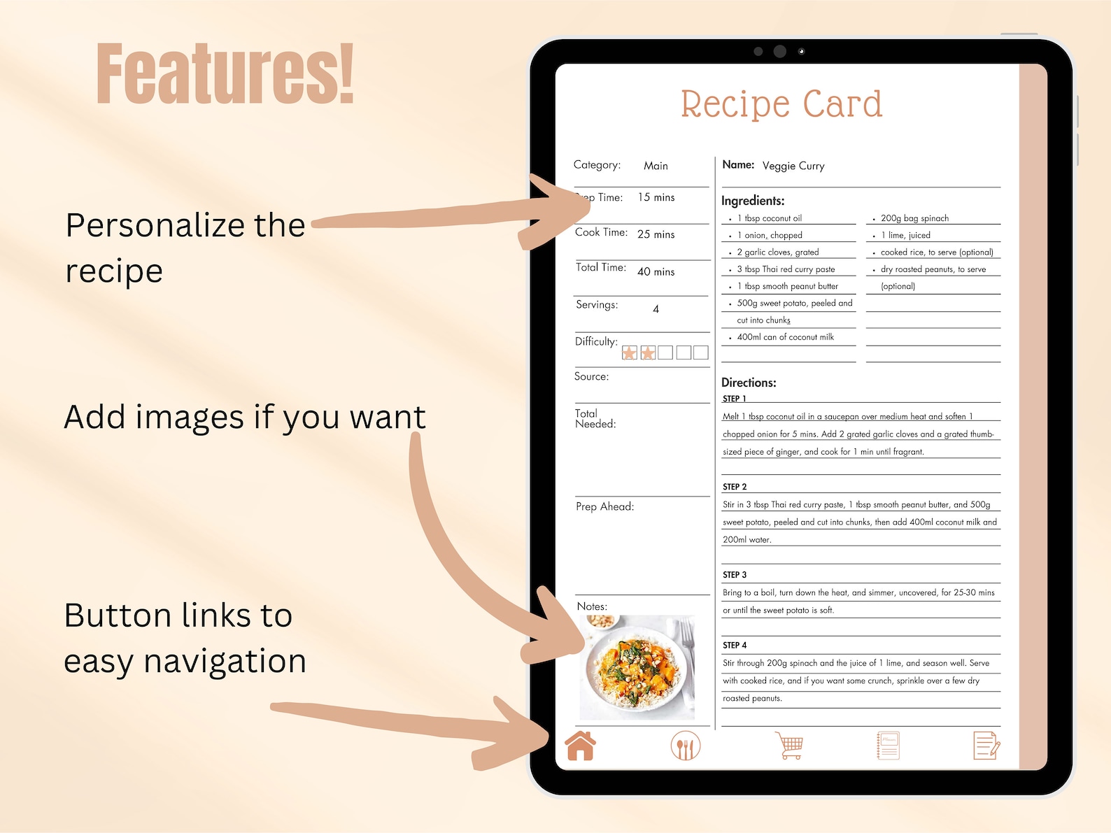 Digital Cooking Journal | Digital RECIPE BOOK, Goodnotes Planner, iPad ...