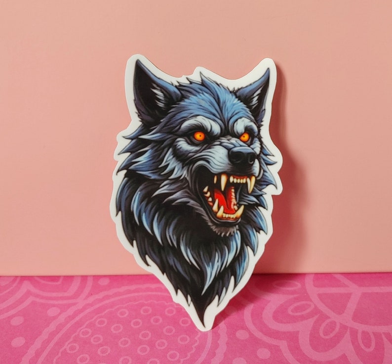 Werewolf Head Vinyl Sticker for Water Bottle Laptop Decals Wall Art ...