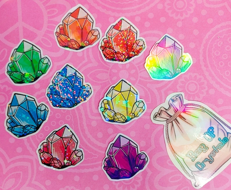 Bag of Crystals Min Vinyl Sticker Set for Water Bottle Laptop Wall ...