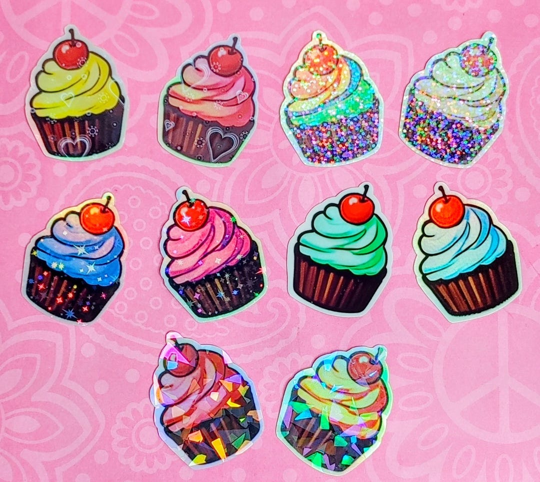 Pile of Cupcakes Sticker Set Vinyl Decals for Water Bottle Laptop Wall ...