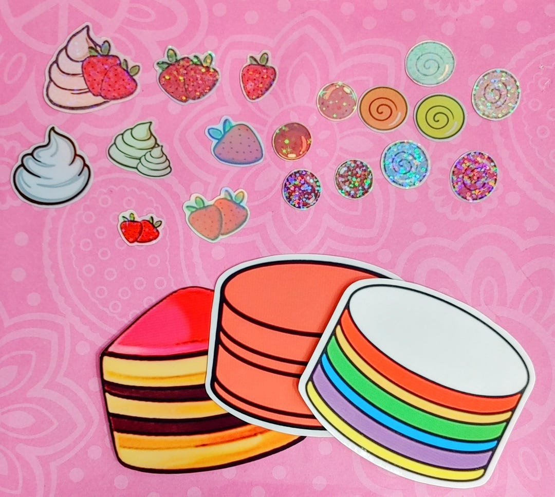 DIY Decorate A Cake Sticker Set Vinyl Stickers for Water Bottles Laptop ...